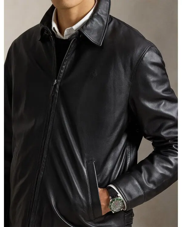 POLO Ralph Lauren ブラックレザージャケット牛革Mサイズ Leather jacket Black Polo ralph lauren - Men | Printemps.com